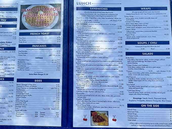 The menu reads like a greatest hits album of comfort food, with those famous waffles headlining the show.
