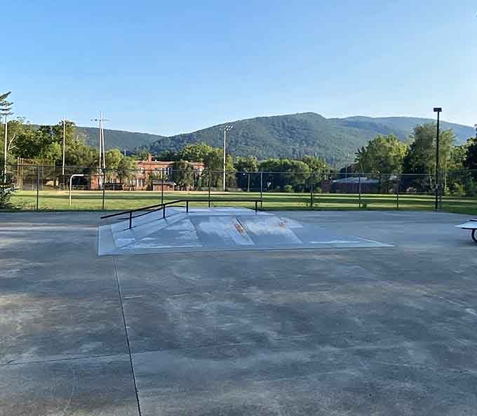 Best skate park backdrop in Virginia, possibly ever. Those mountains aren't showing off, they just can't help it.