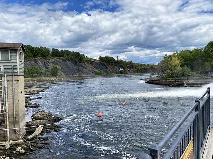 The view downstream reveals why the Mohawk River has been the star of this show for millennia.