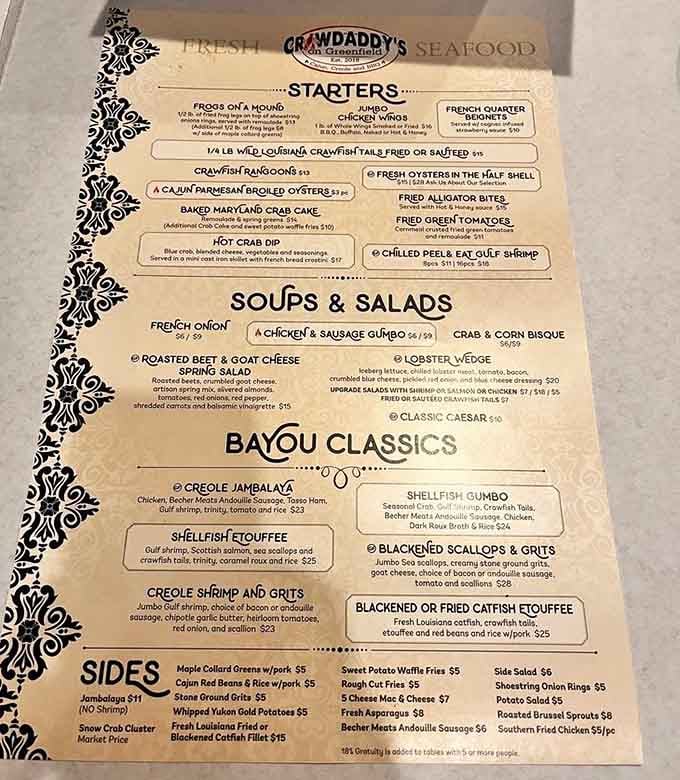 A menu this ambitious deserves its own reading glasses and a moment of quiet respect.
