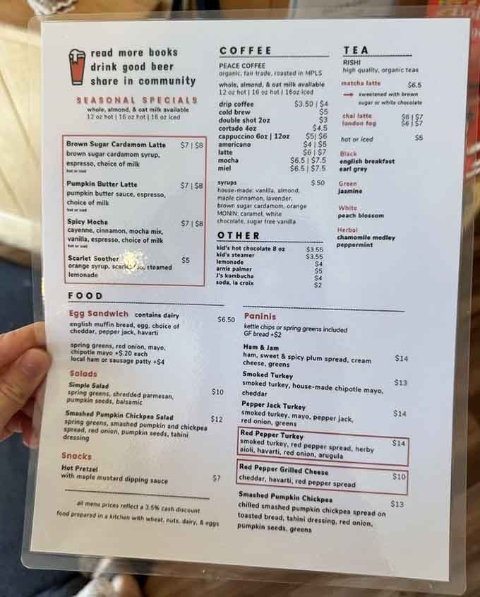 A menu that reads like a love letter to good taste. Seasonal specials, craft coffee, and paninis worth planning your day around.