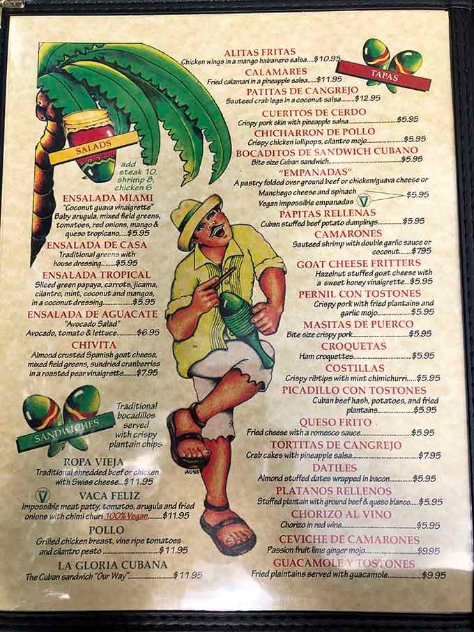 This menu is basically a passport to Havana, minus the actual flight and questionable airport coffee.