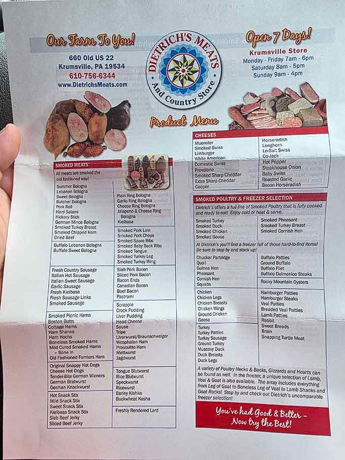 A menu so gloriously long it reads like a love letter written entirely in smoked meats and aged cheese.
