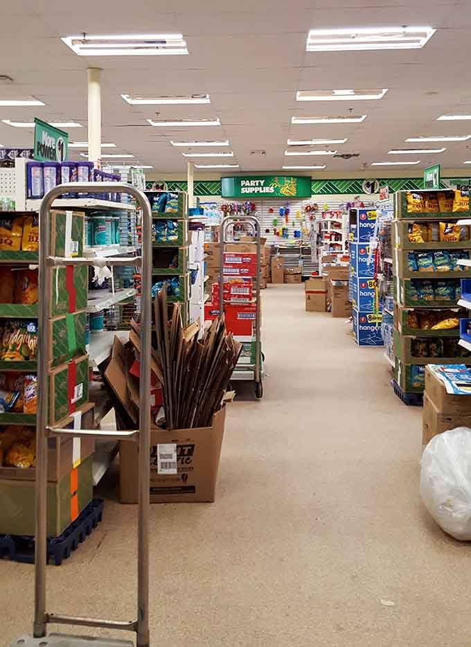 The party supplies section beckons from the back, promising a celebration for every budget and occasion imaginable.