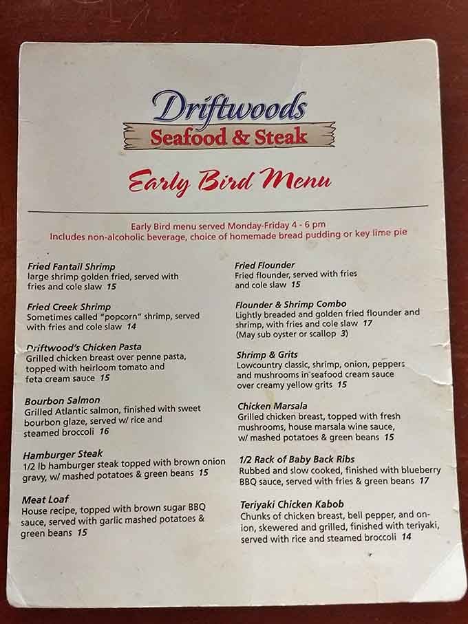 The Early Bird Menu reads like a greatest hits album, and every track is a winner.