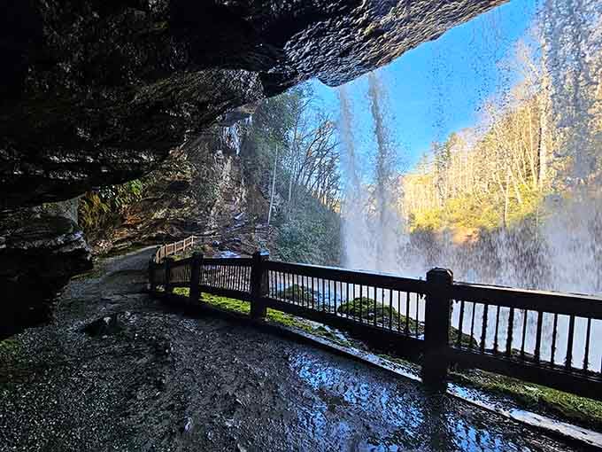 Standing behind a waterfall and staying dry is the kind of plot twist nobody sees coming.