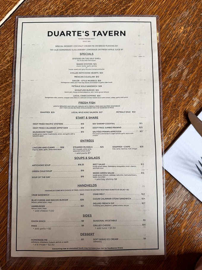 A menu that reads like a love letter to the California coast, from cioppino to olallieberry pie.
