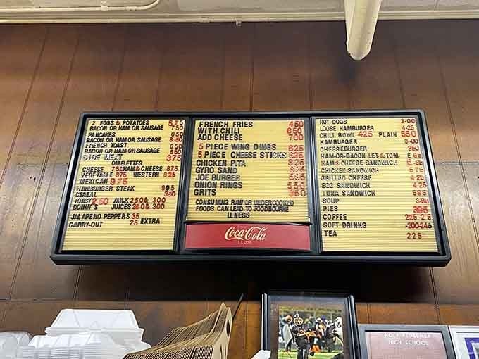 An old-school menu board that doesn't need fancy fonts or Instagram filters to tell you everything you need to know.