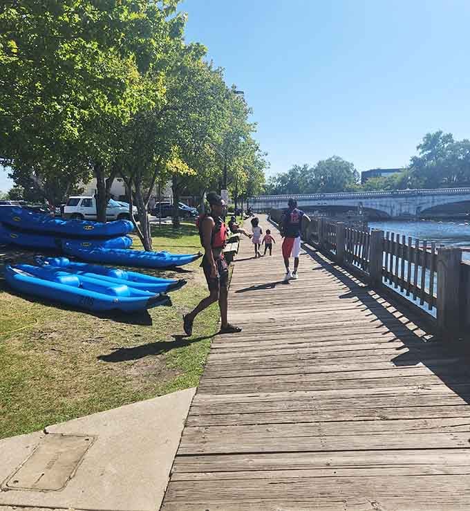 The calm before the splash. This sunny boardwalk walk is the last peaceful moment before the rapids take over.