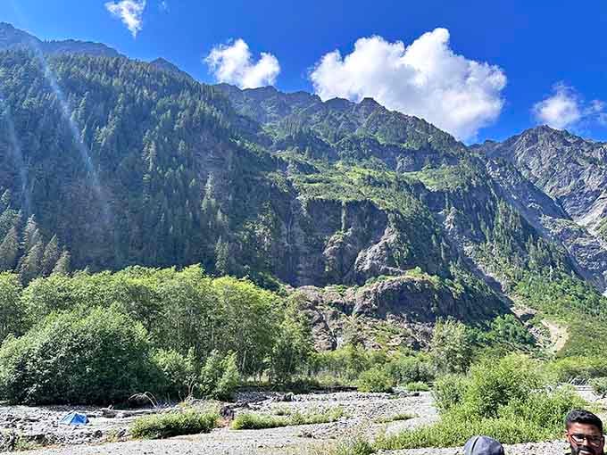 Those dramatic valley walls rising into clouds make you wonder why anyone bothers with expensive European vacations.