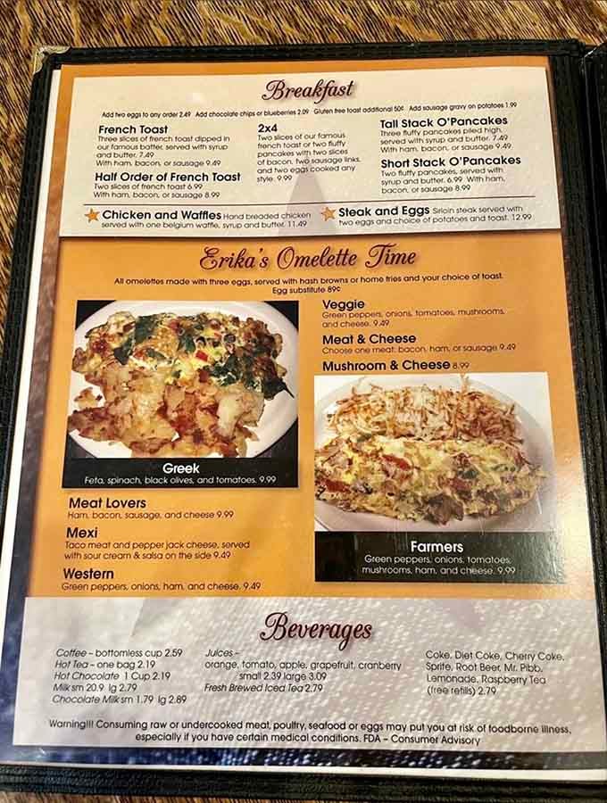 When a menu features this many omelet options, you know someone's been paying attention to what people actually want.