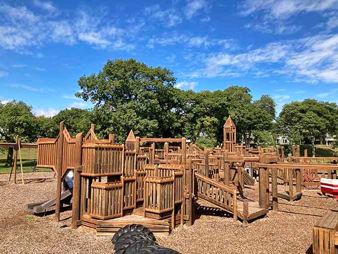 This playground equipment looks more elaborate than some city apartments, and it's completely free to enjoy.