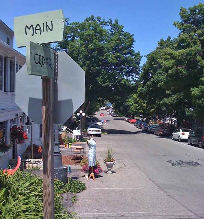 Main Street Fish Creek, where even the street signs have more personality than most people you know.