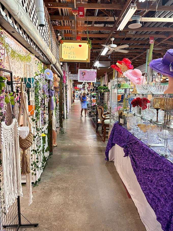 Crystal glassware, fabulous hats, and macram&eacute; dreams. One aisle, endless reasons to slow your roll.