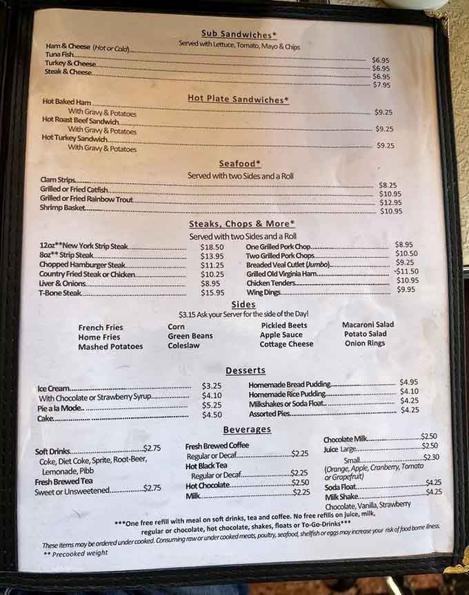 A menu that reads like a love letter to American comfort food, no decoder ring required.