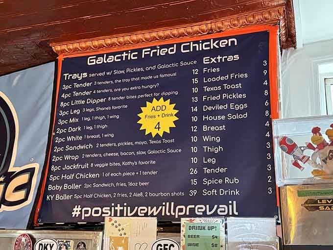 This menu board is basically a roadmap to happiness, with every destination ending in crispy, golden satisfaction.