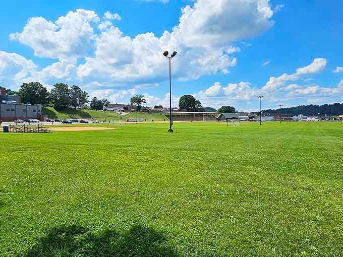 Felts Park's sprawling green fields host the legendary Old Fiddlers' Convention every August, drawing musicians worldwide.