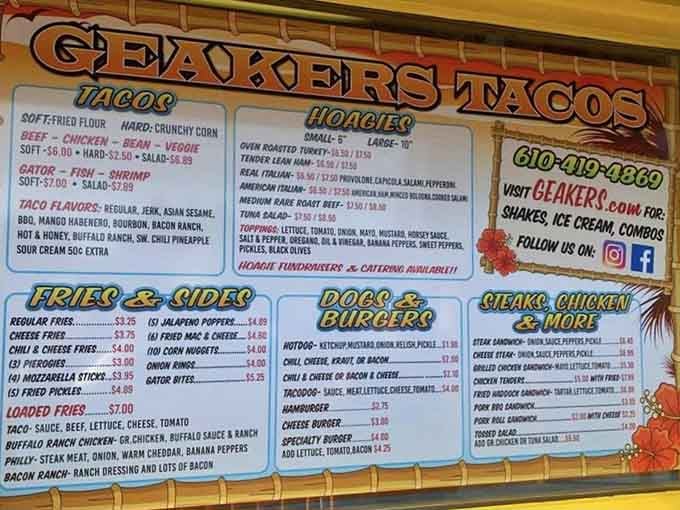 This isn't your average taco menu, folks. Gator, bourbon bacon, and Asian sesame prove creativity is alive and well.