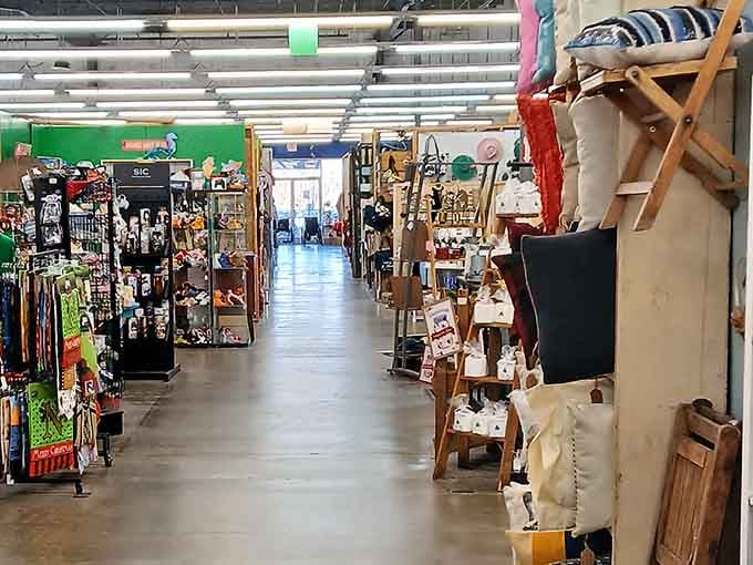 These aisles stretch toward infinity, each turn revealing another booth packed with treasures you suddenly can't live without.