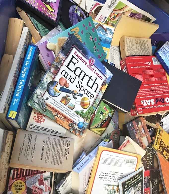 A bin full of books is basically a library that forgot to charge late fees, and nobody's complaining.