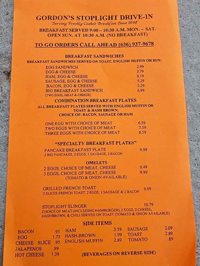 An orange menu that hasn't needed reinventing, because getting it right the first time tends to stick.
