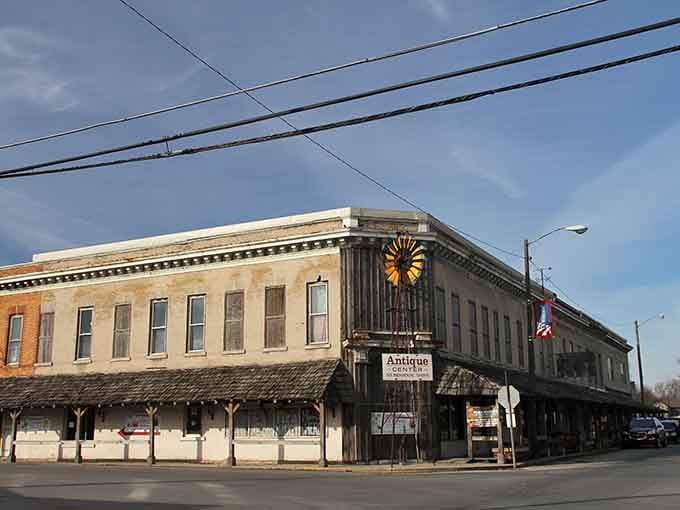 The Grabill Antique Center building wears its age like a badge of honor. Beautifully earned.