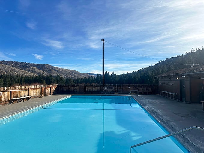That crystal-blue pool surrounded by peaks proves heaven might actually have a Sierra Nevada address after all.