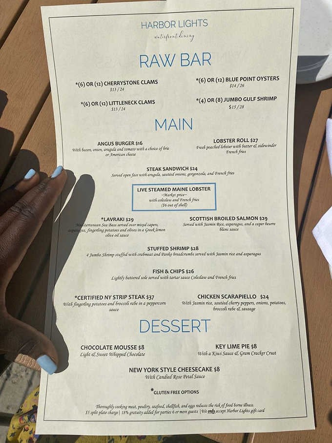 A menu that reads like a love letter to the sea, from raw bar to lobster to cheesecake with candied rose petals.