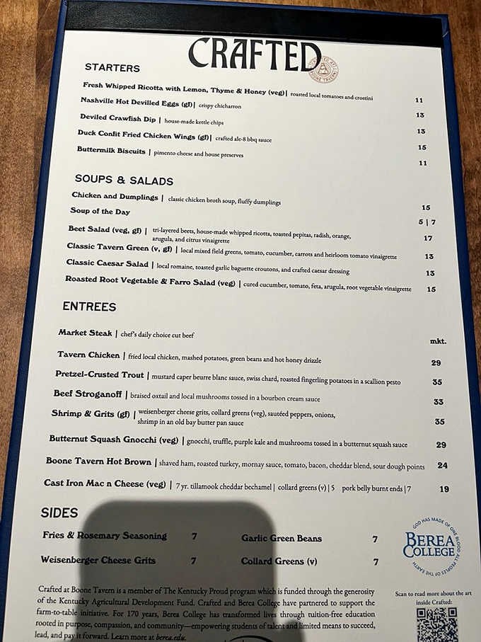 A menu that reads like a love letter to Kentucky, written by someone who actually knows how to cook.