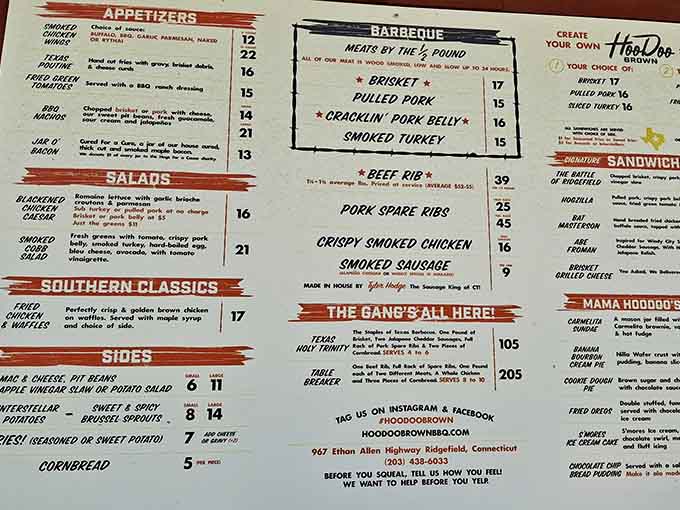 A menu this ambitious deserves its own frame. Low and slow, up to 24 hours, no shortcuts taken.