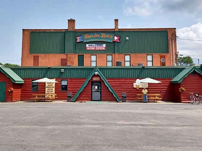 Border Bob's welcomes travelers with that distinctive northwoods charm and promises of hearty meals ahead.