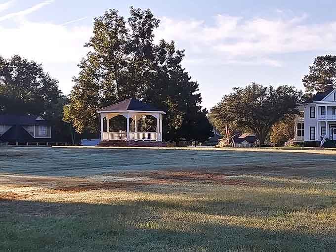 A gazebo, a green lawn, and the kind of morning quiet that makes you forget your phone exists.