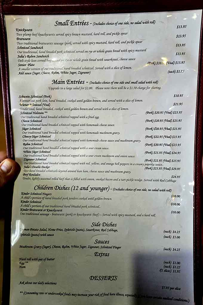A menu so packed with schnitzel options, you'll need a moment, maybe two, to decide.
