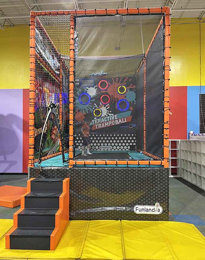 The Interactive Trampoball setup proves that bouncing and aiming at the same time is harder than it looks.