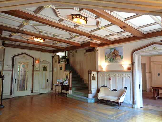 A coffered ceiling this beautiful makes you forget you're still in New Jersey. Look up and take your time.