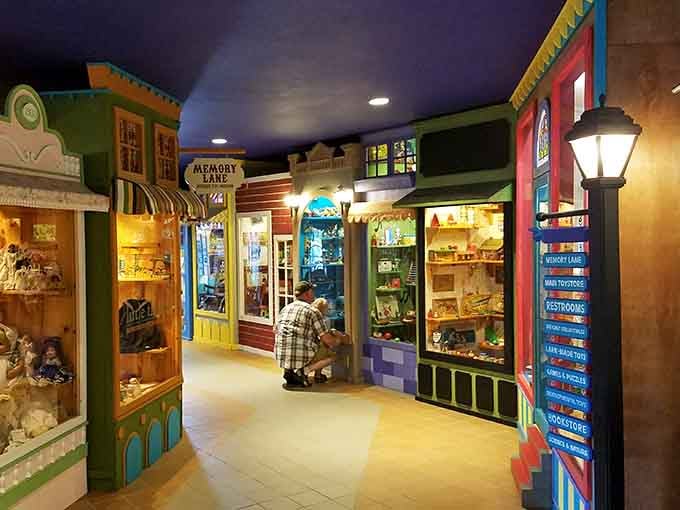 Memory Lane beckons like a portal to simpler times, complete with storefronts that'd make Main Street USA jealous.