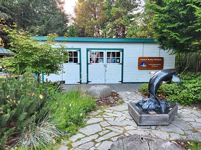 The interpretive center welcomes you with educational displays and a bronze orca that won't swim away.