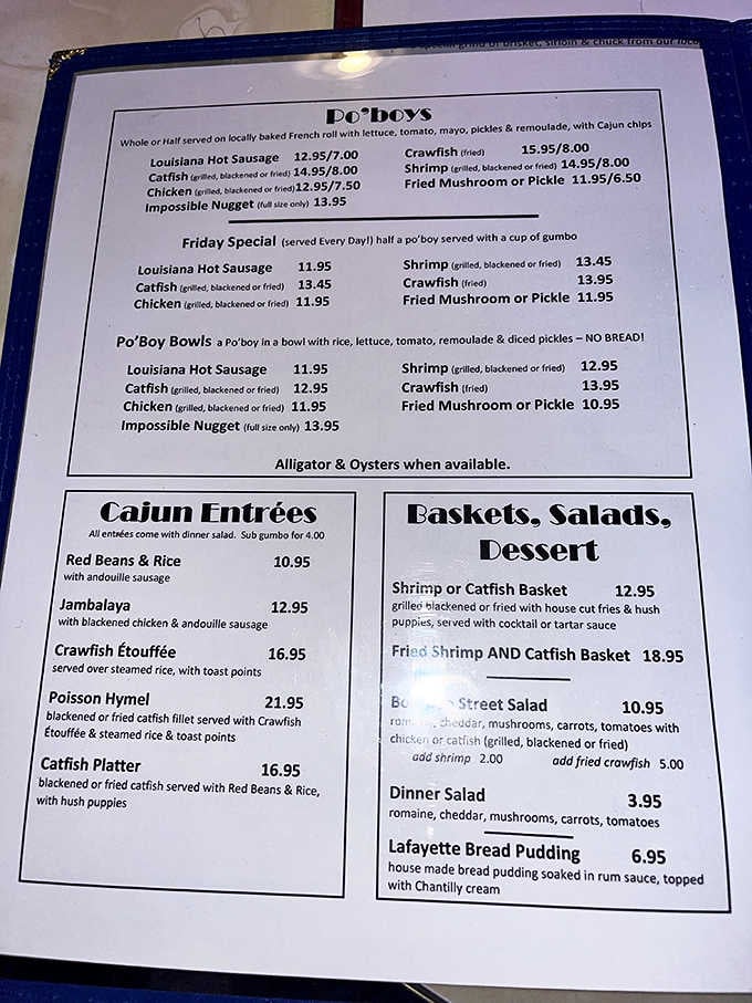 A menu that reads like a love letter to Louisiana, written somewhere deep in the heart of Denver.