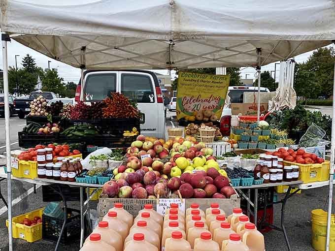 When your farmers market stand looks like a Norman Rockwell painting came to life, complete with honey and heirloom tomatoes galore.