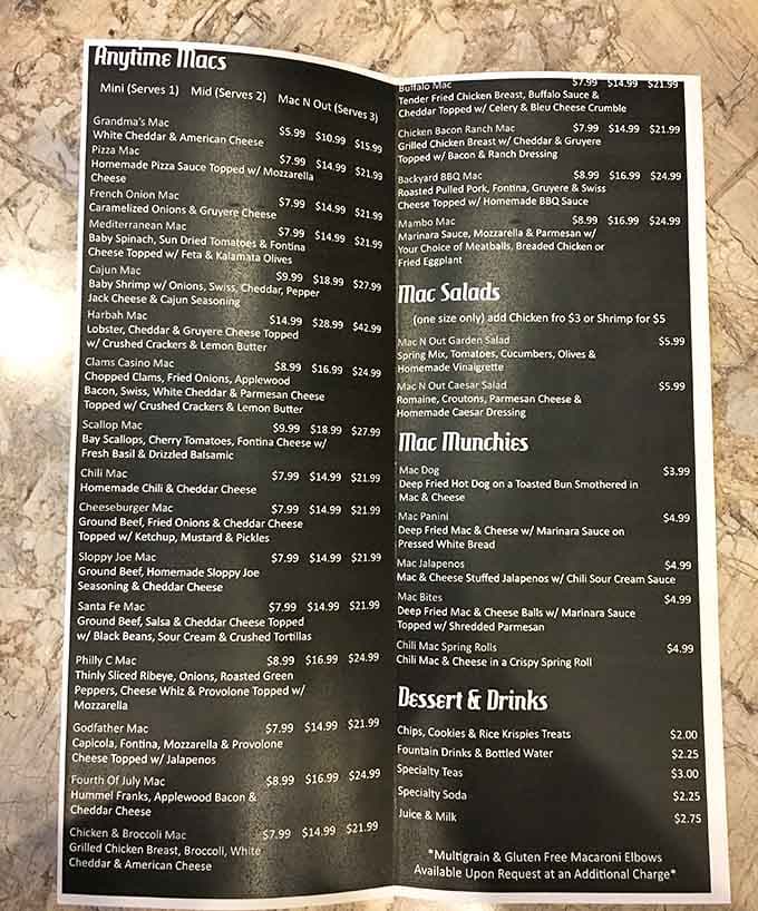 This menu reads like a greatest hits album, except every track is a certified banger made of cheese.