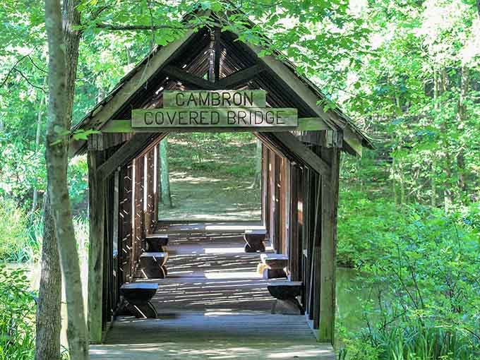 The Cambron Covered Bridge proves that some of the best things in life are made of wood and good intentions.