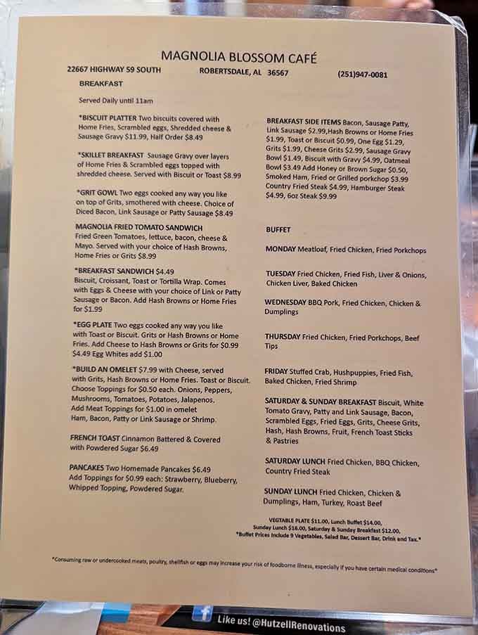 This menu reads like a love letter to comfort food, with daily specials that'll have you planning your week around meals.