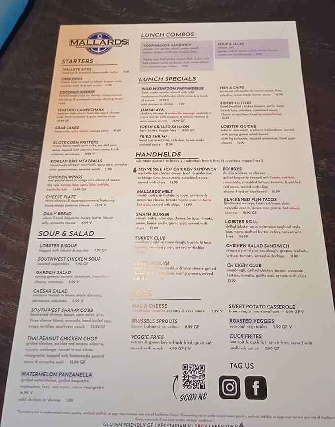 A menu this ambitious deserves its own reading glasses, Southern classics meet Minnesota creativity on every line.