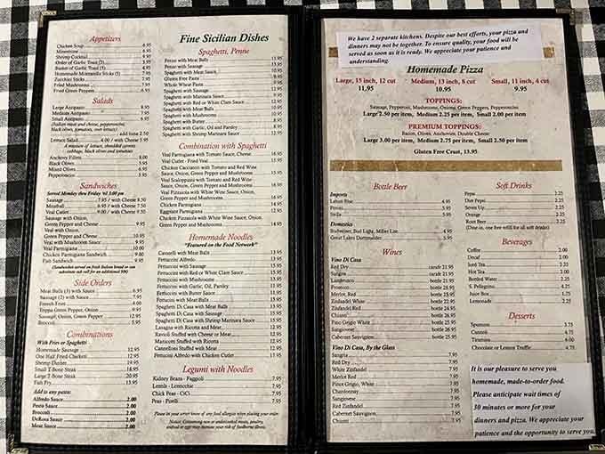 A menu this honest and generous is basically a love letter written entirely in Sicilian dialect.