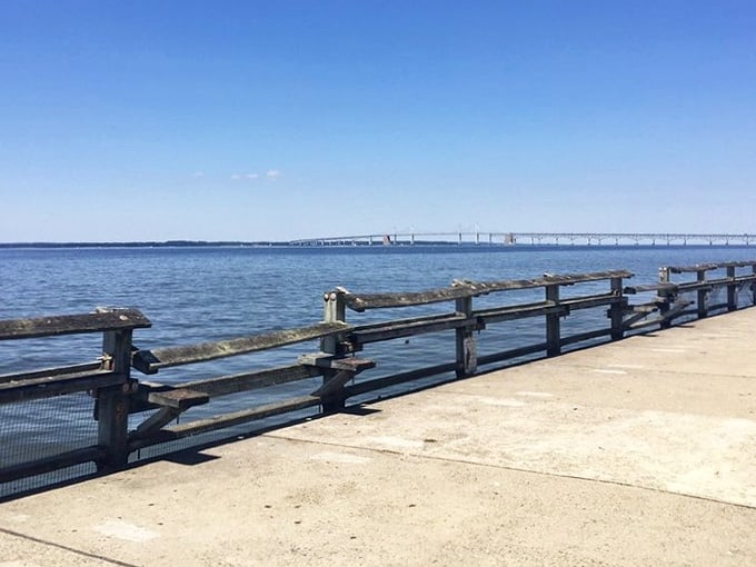 The Matapeake Pier stretches out over the Bay like an open invitation you'd be foolish to decline.