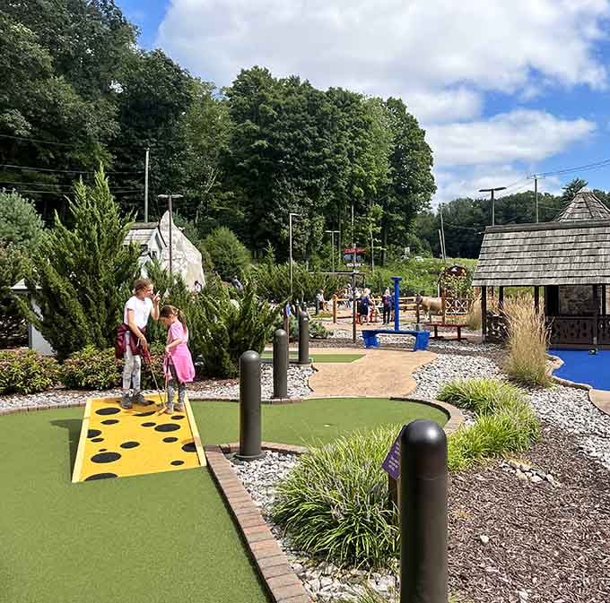The Swiss cheese putting green: where your dignity goes to die and your laughter comes alive.