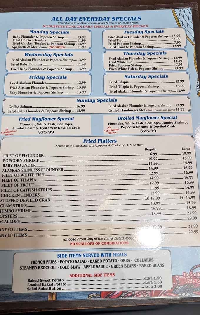 A menu this generous and this honest is basically a love letter written in seafood and hushpuppies.