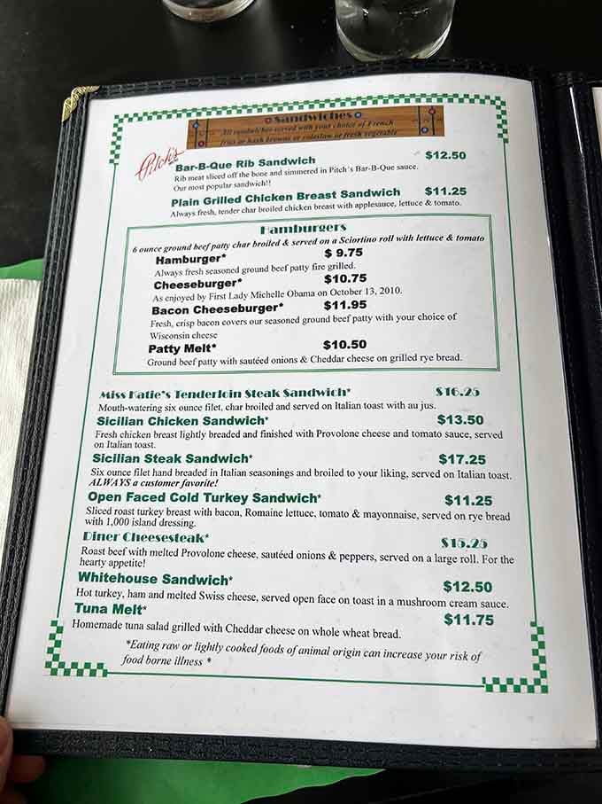 A menu that reads like a love letter to American comfort food, with a First Lady's stamp of approval right in the middle.