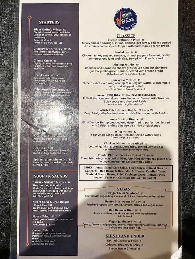 A menu this generous is basically a love letter written entirely in Southern comfort food.