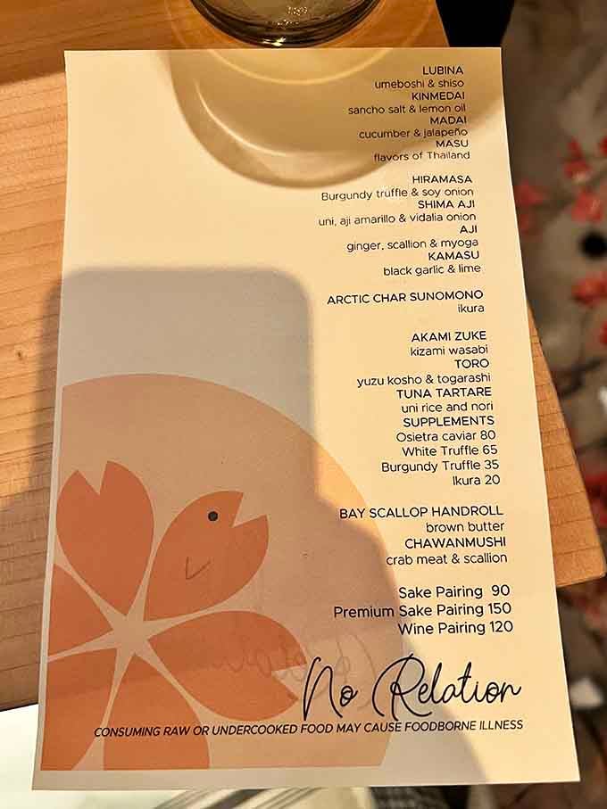 A menu this elegant deserves its own frame, each course name reading like a small poem written specifically for your appetite.